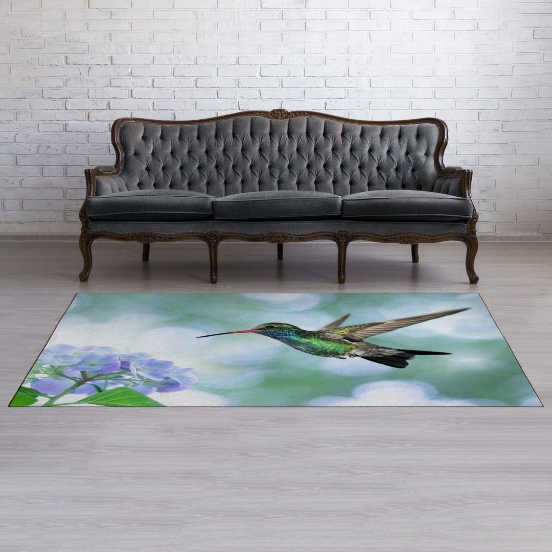 Bird Hydrangea Plant Rugs Hummingbird Floor Mats Nature - Etsy
