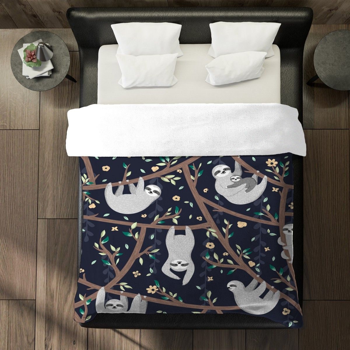 Sloth Comforter Sloths Hanging on Tree Comforters Brown Gray and Navy ...