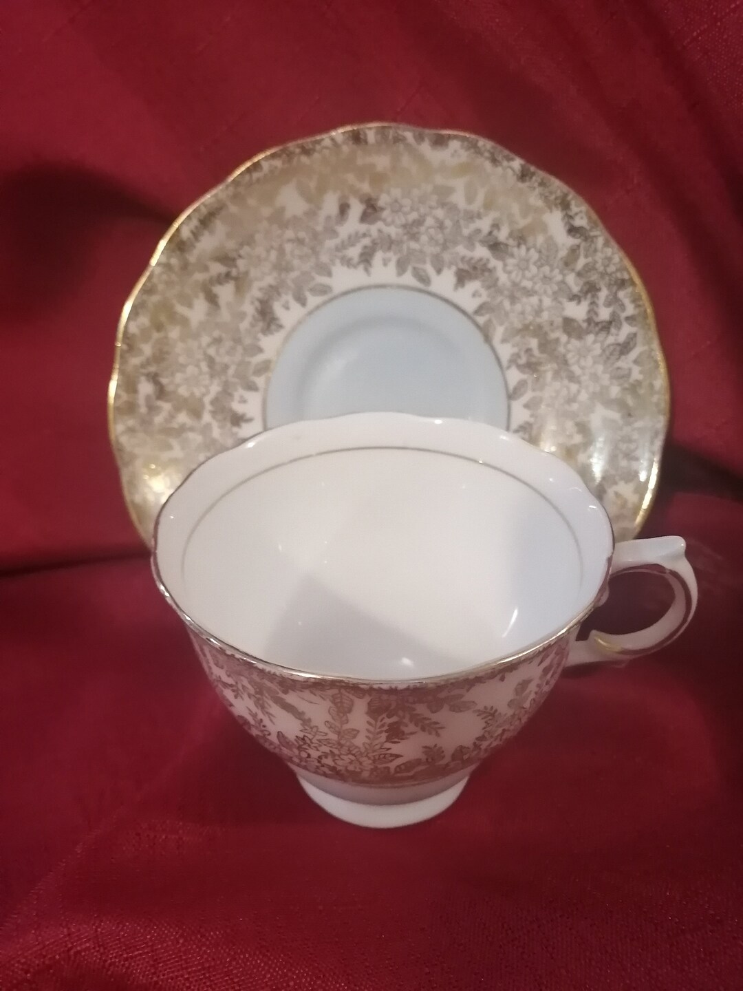 Vintage Colclough China Gold Flower and Leaf Pattern Teacup and Saucer ...