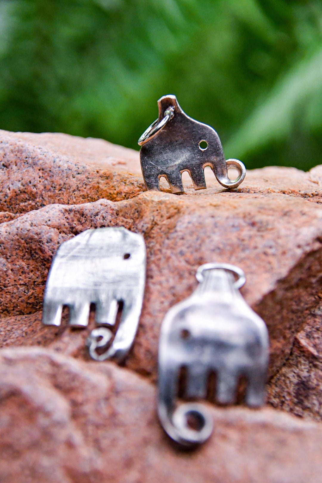 Silver Elephant Fork Pendant - Etsy