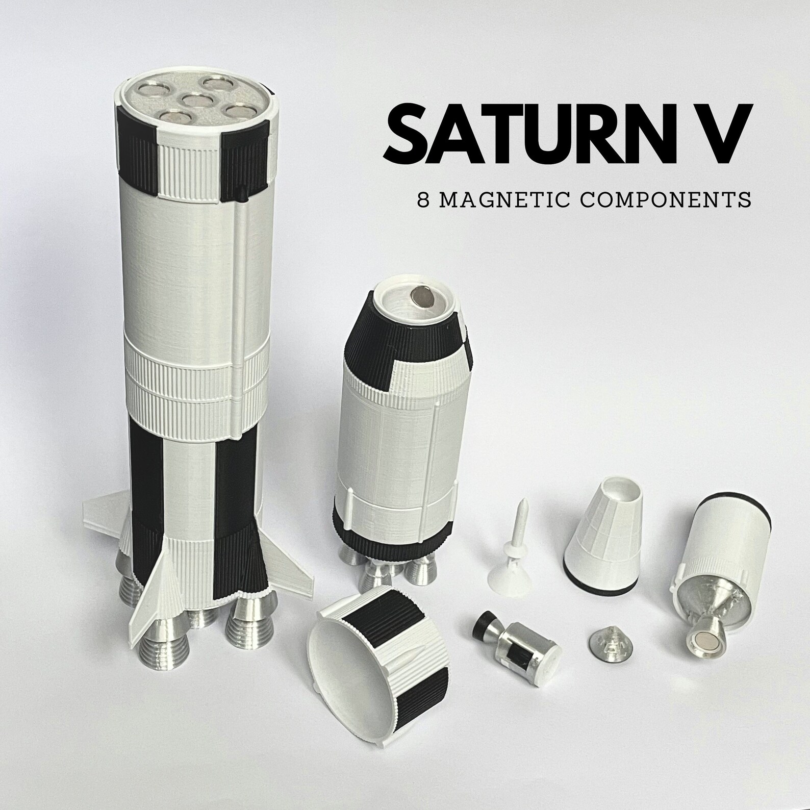 Saturn V Model Rocket Kit 3D Printed Magnetic Toy Space Decorations ...