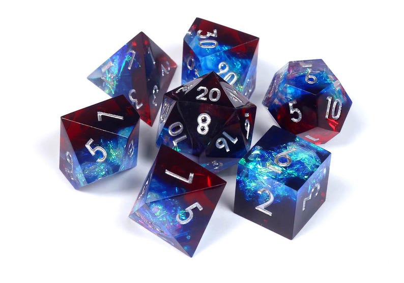 Plasmic Punch Resin Dice Set: Sharp Edge Dnd RPG - VHS Retro Box - Etsy