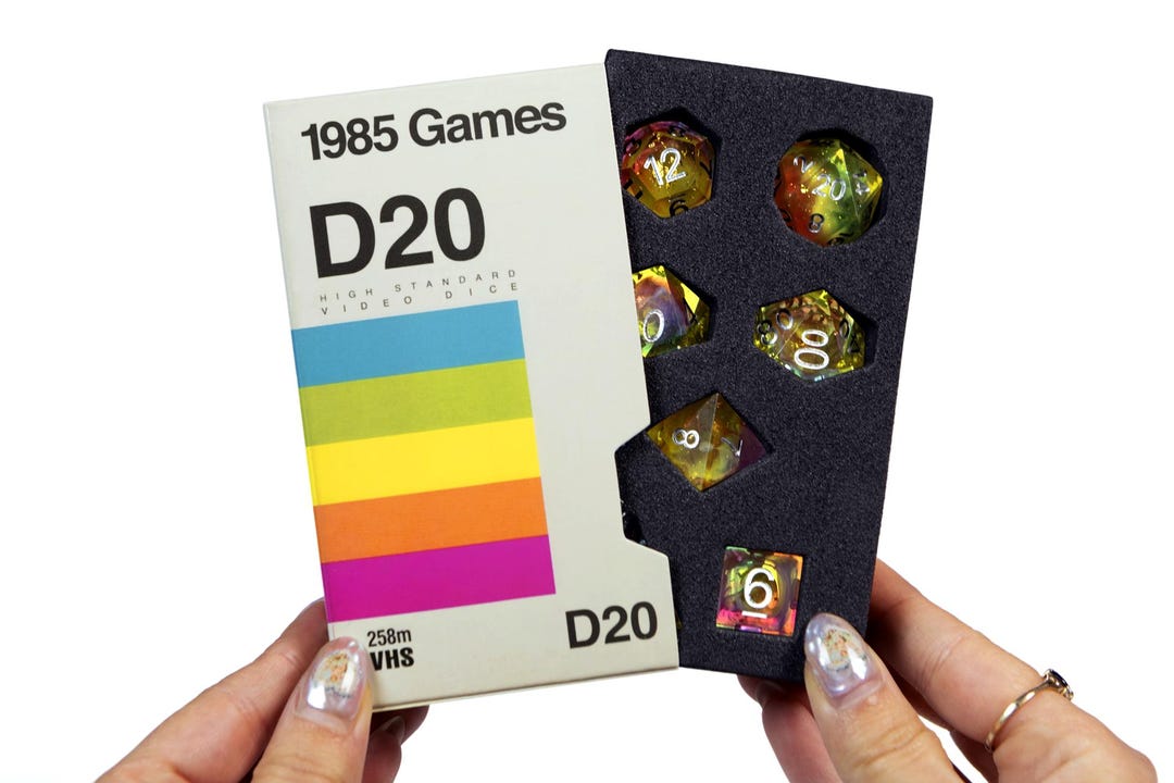 VHS Dice Set Rainbow Bright – Resin RPG Dice Collection for Roleplaying ...