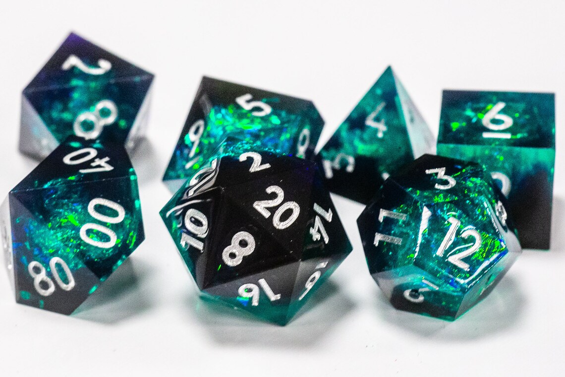 Vhs-inspired Resin Surge Dice Set for RPG - Sharp Edge Collection ...