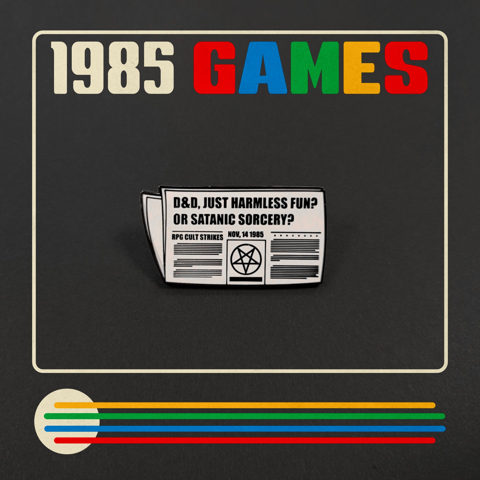 Satanic Panic Newspaper Dnd Lapel Pin, Funny Occult RPG Enamel Badge ...