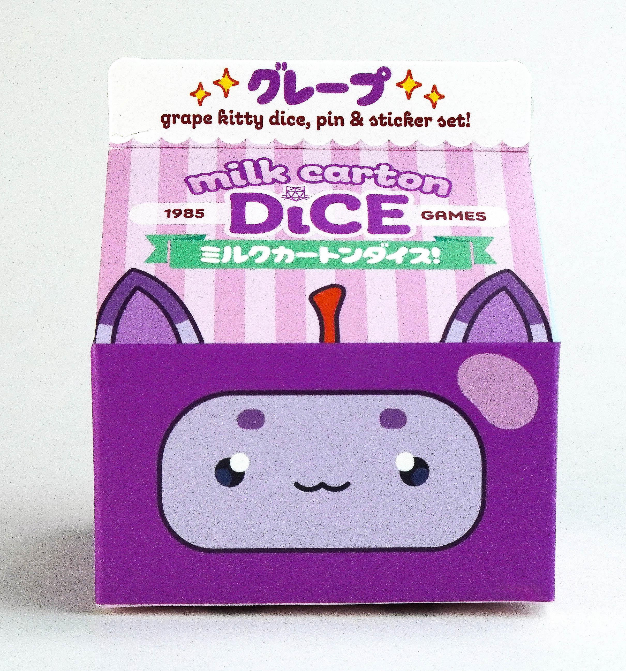 Grape Cat Dice – Kawaii Dnd Resin Dice Gift | Milk Carton Set W/ Pin ...
