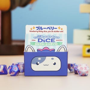 Blueberry Cat Dice – Kawaii Dnd Resin Dice Gift | Milk Carton Set W ...