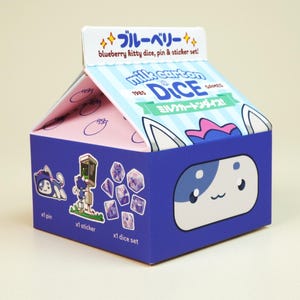 Blueberry Cat Dice – Kawaii Dnd Resin Dice Gift | Milk Carton Set W ...