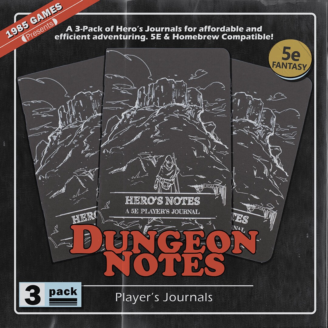 Dungeon Notes: 5E Heroes Journals for Dnd 5E Players Journals - Etsy
