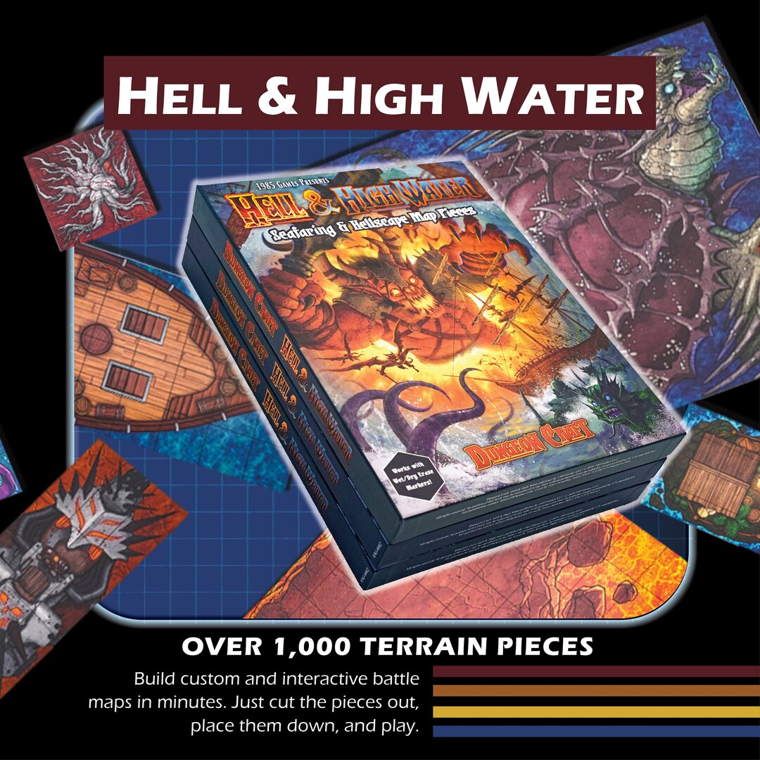 Dungeon Craft – Hell and High Water Terrain Book for Fantasy Rpgs – 1000+ Dry/wet Erase Pieces ...