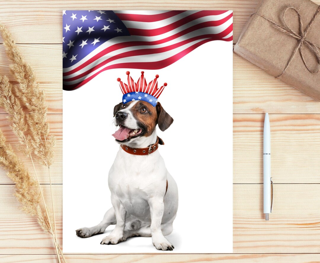 Happy 4th of July Card, Dog Lover Card , Printable Card, Digital Card ...