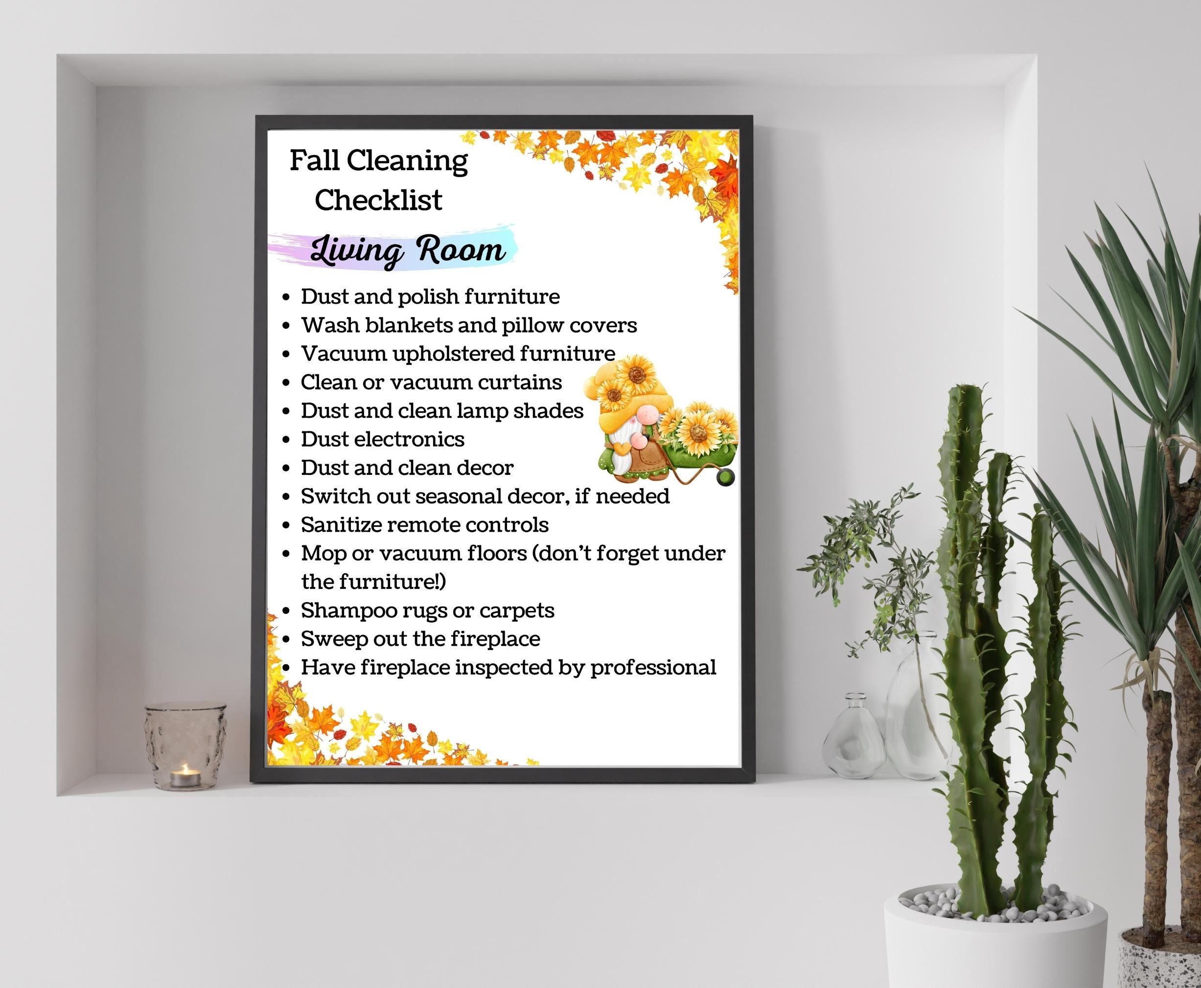 Fall Cleaning Checklist Whole House Fall Cleaning Cleaning Checklist ...