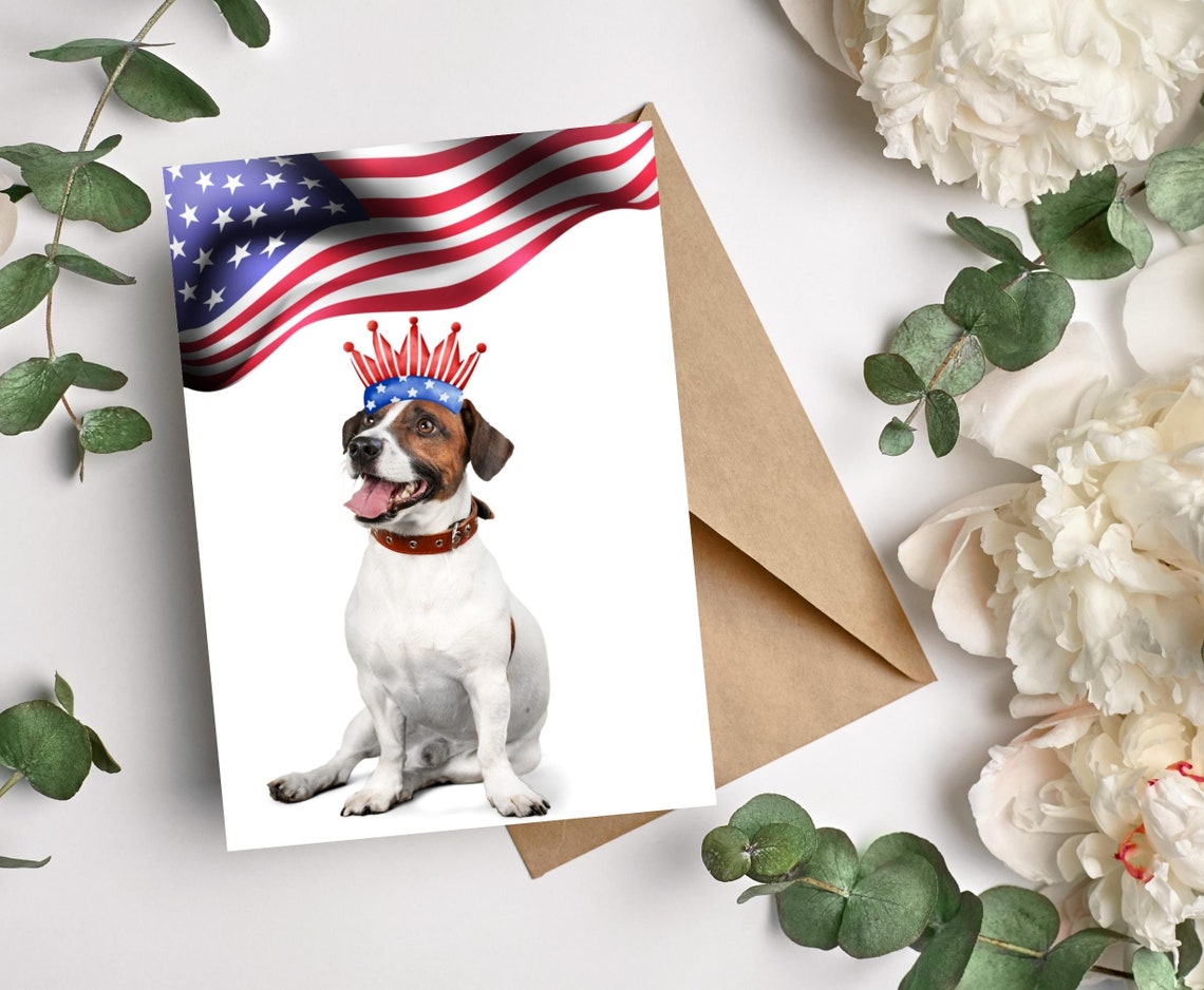 Happy 4th of July Card Dog Lover Card Printable Card - Etsy