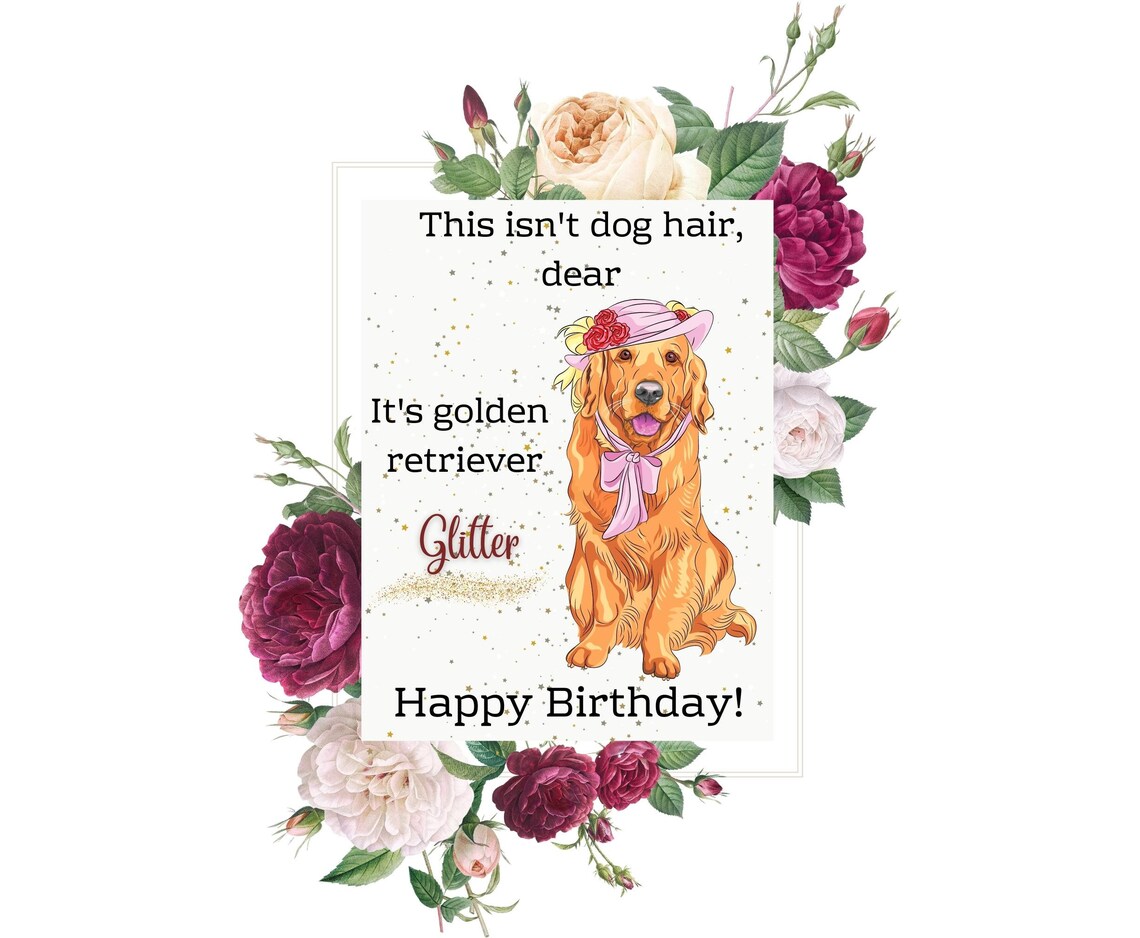 Golden Retriever Card, Birthday Card for Dog Lover, Printable Dog ...