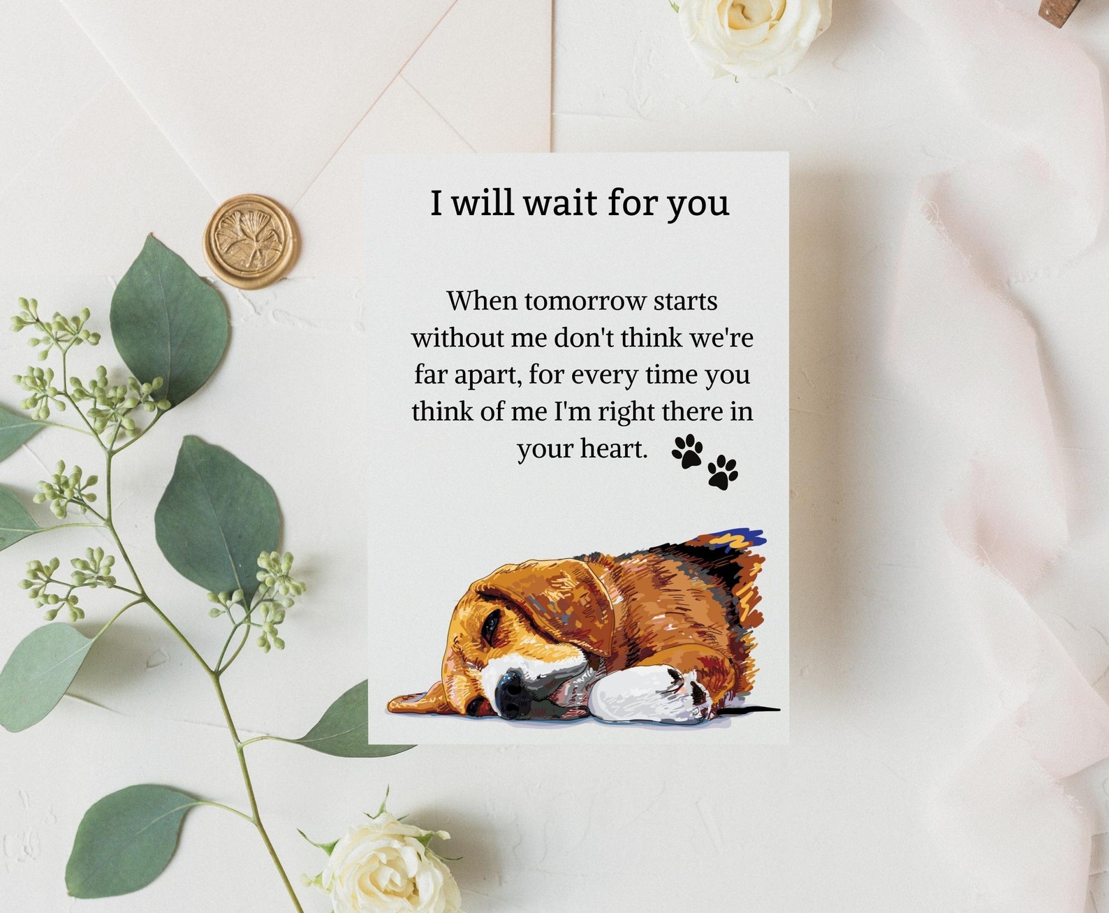 Sympathy Card, Pet Loss, Dog Loss, Grieving Card, Printable Gift ...