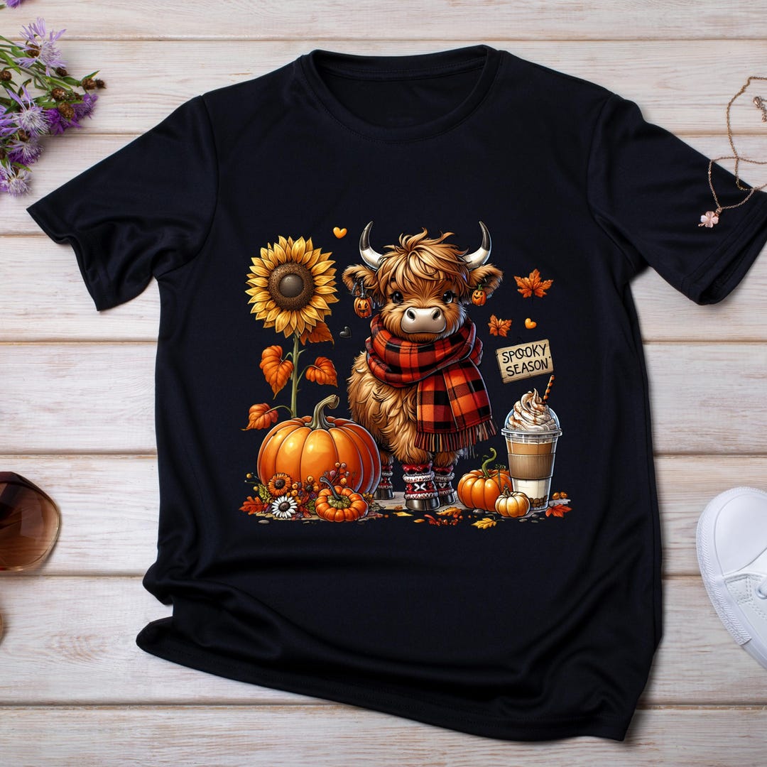 Autumn Highland Cow Print | Spooky Season Decor | Cute Halloween Fall ...