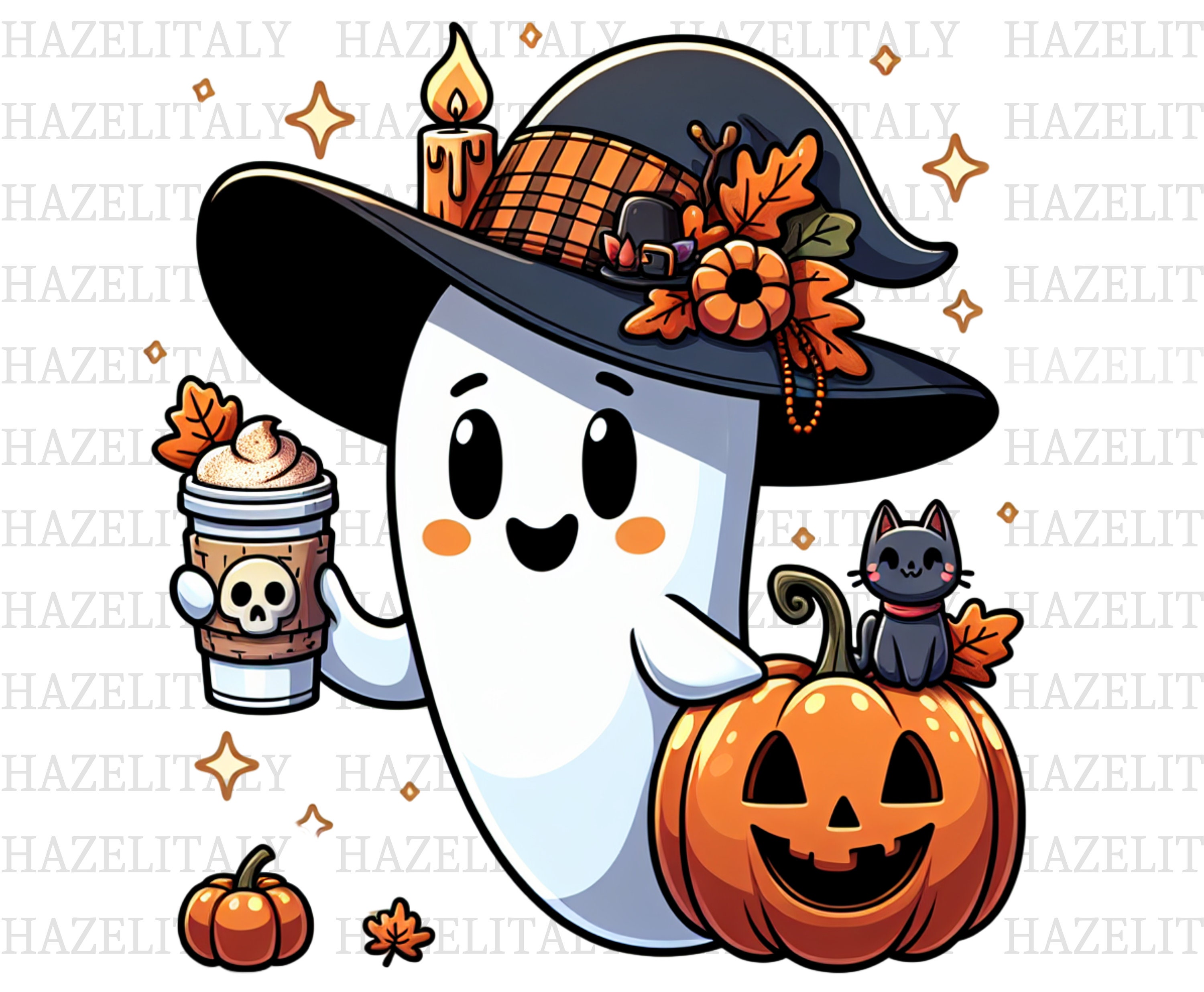 Spooky Halloween Clipart Bundle - Ghost, Witch, Pumpkin - Instant ...