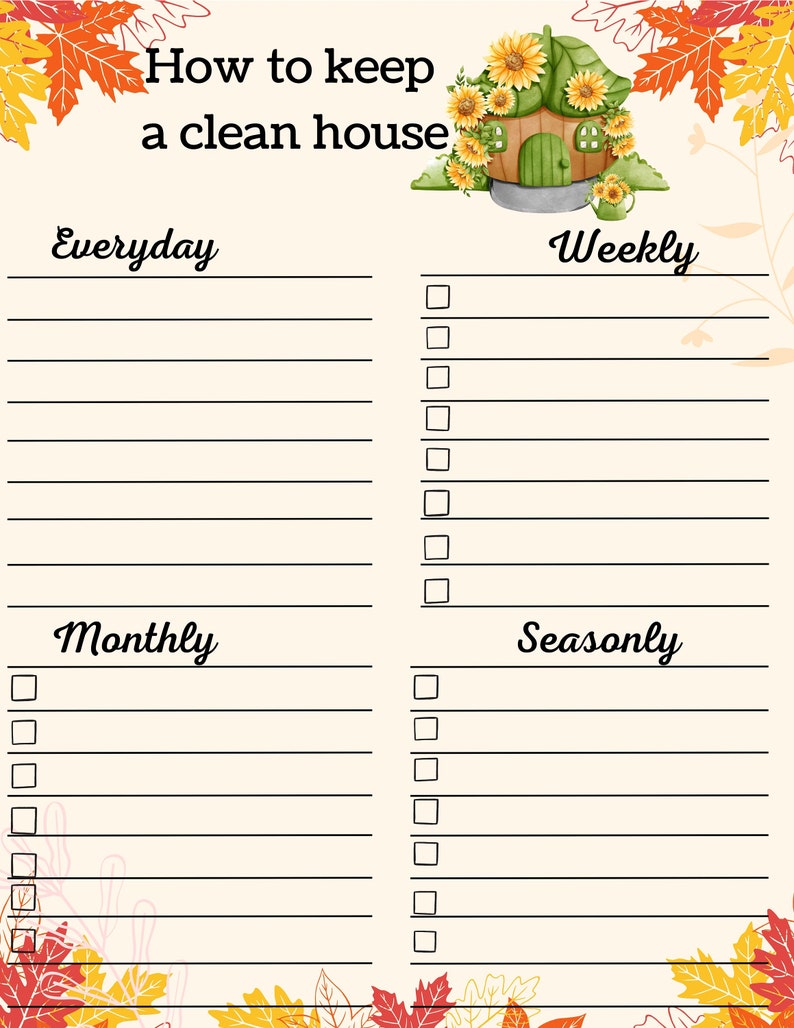 Fall Cleaning Checklist Whole House Fall Cleaning Cleaning - Etsy