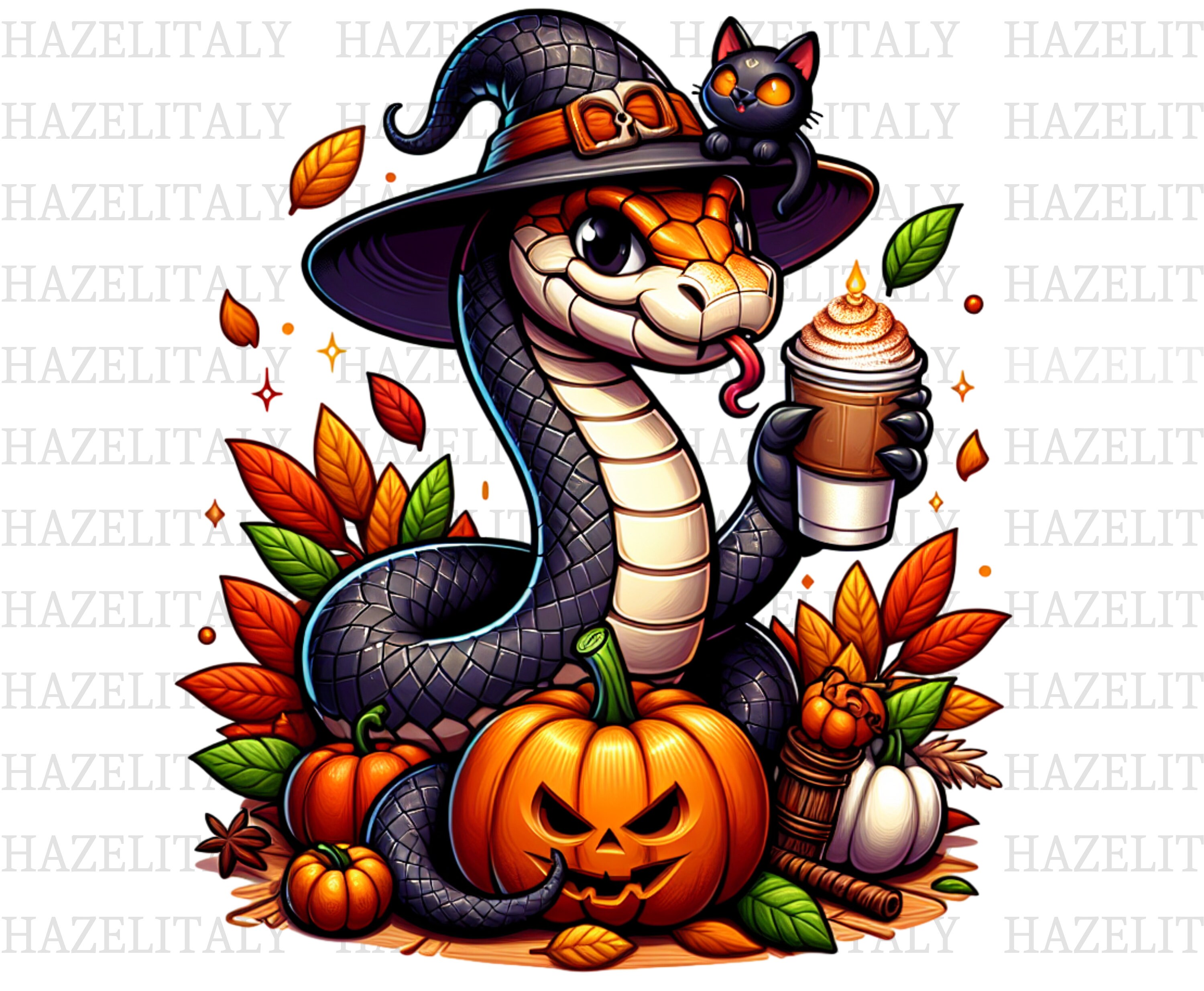 Whimsical Halloween Snake PNG - Witch Hat, Pumpkin Spice,spooky Fall ...