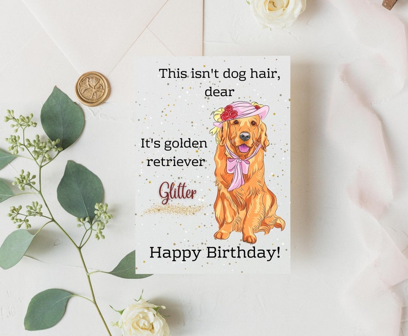 Golden Retriever Card, Birthday Card for Dog Lover, Printable Dog ...