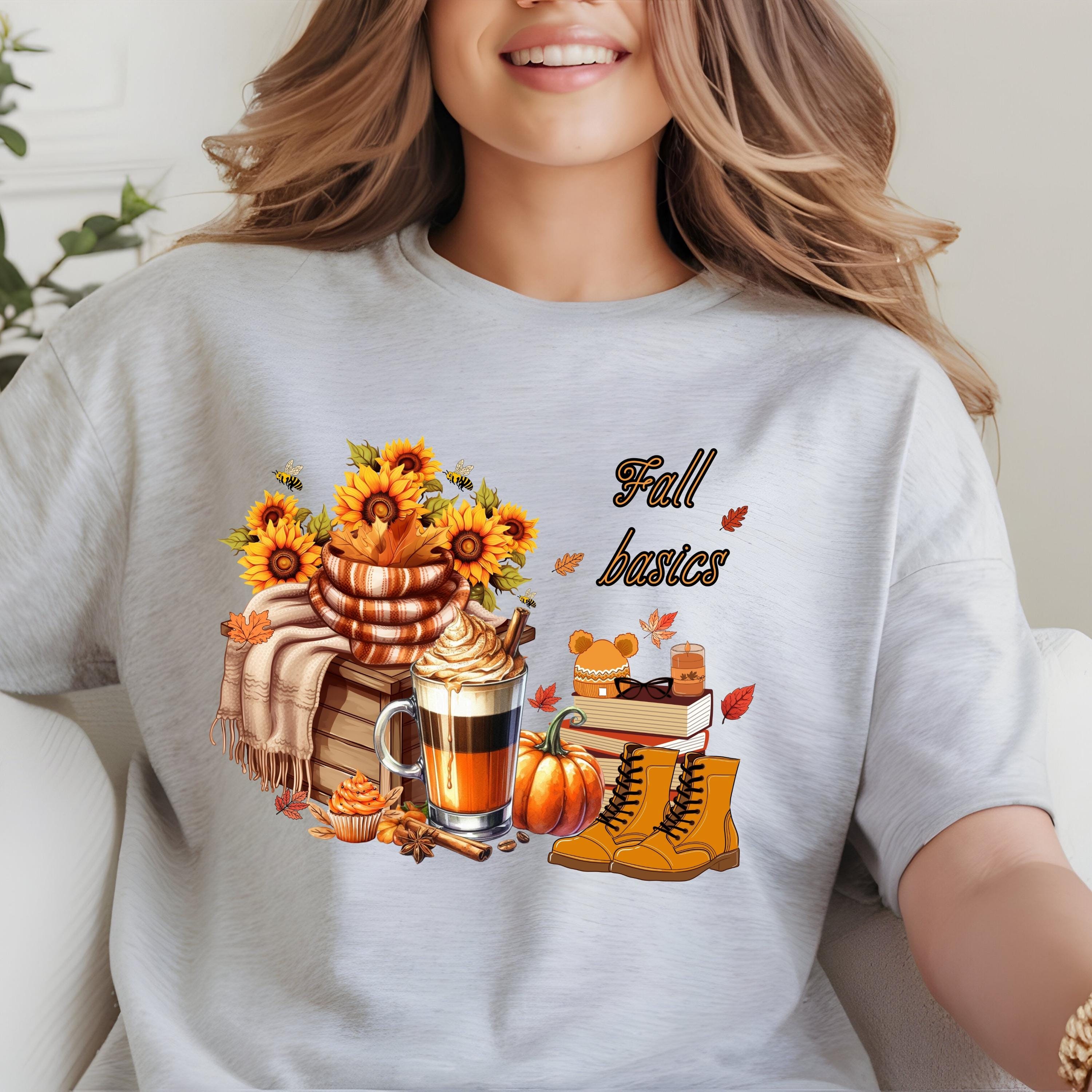 Cozy Fall Basics PNG, Autumn Aesthetic Clipart With Sunflowers, Pumpkin ...