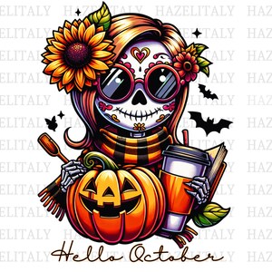 Hello October PNG, Spooky Season PNG, Autumn Lover PNG, Sublimation ...