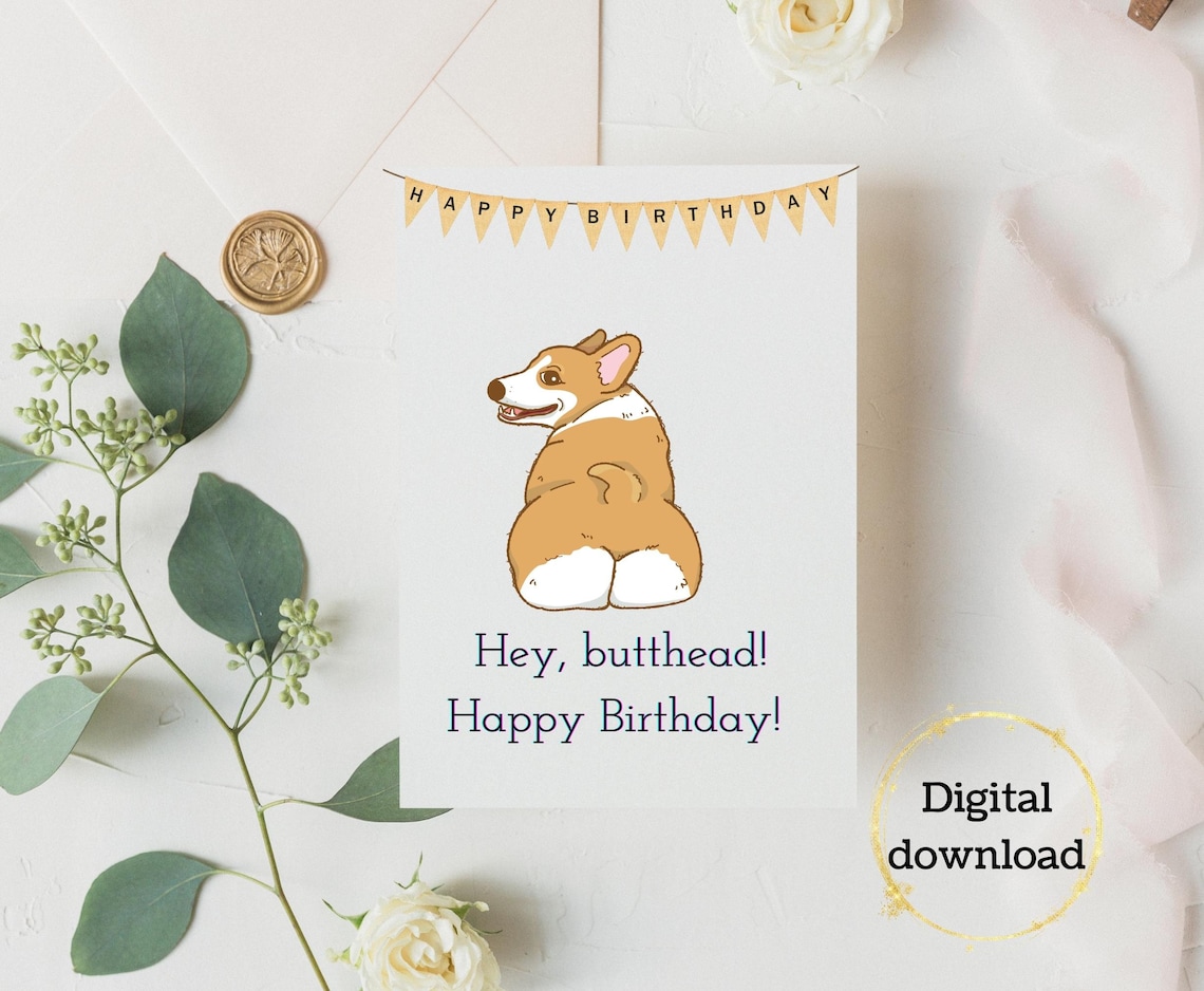 Corgi Birthday Card| Printable Dog Birthday Card, Printable Birthday ...