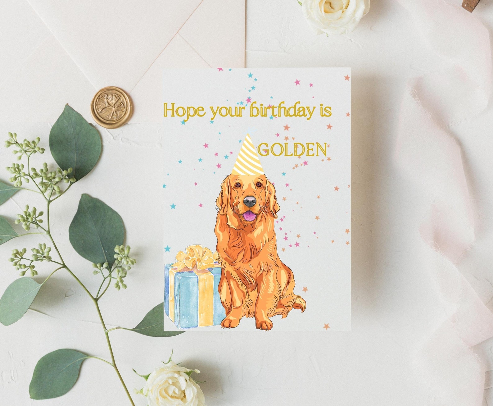 Golden Retriever Birthday Card | Dog Lover Gift (digital Download) - Etsy