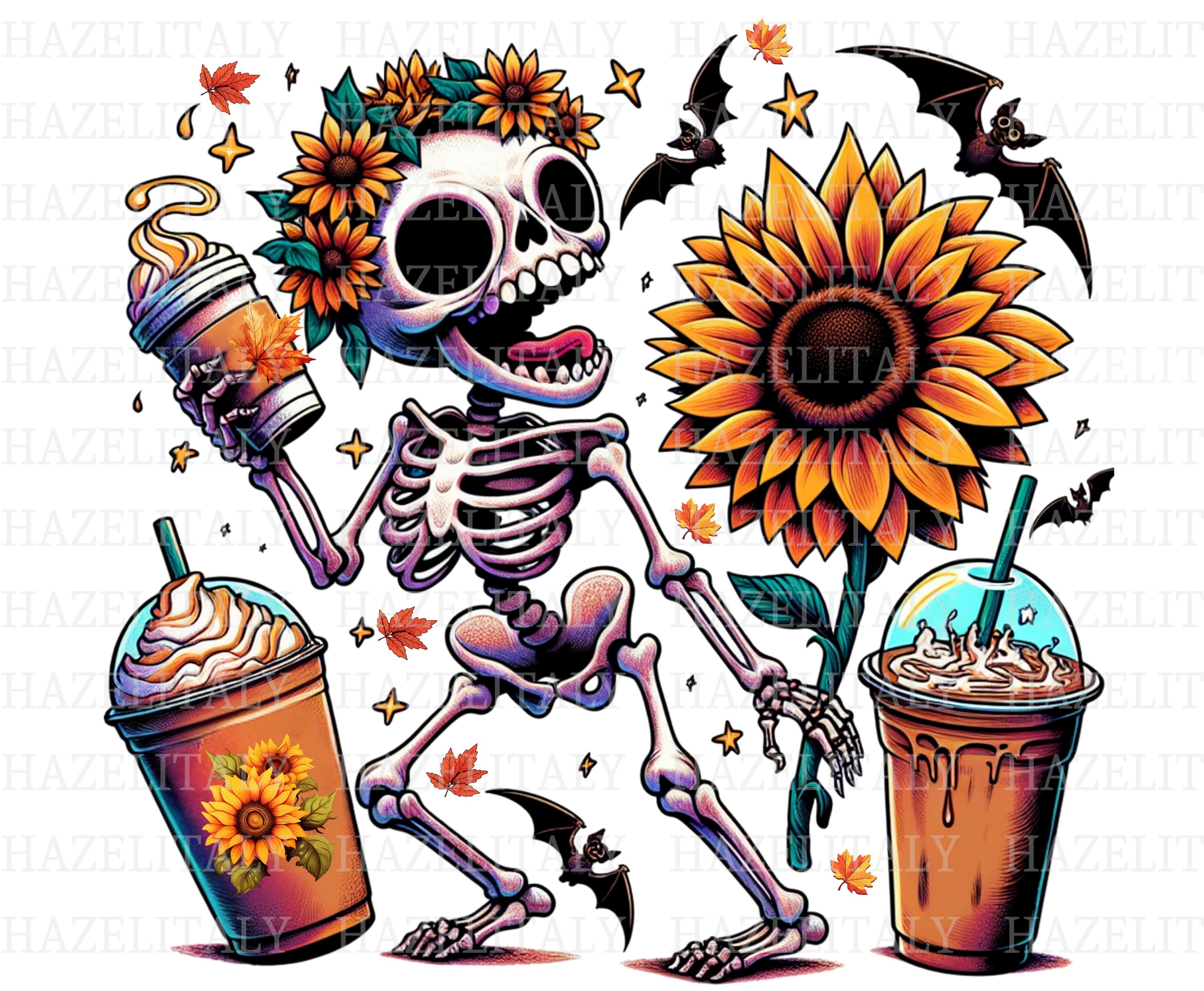 Fall Skeleton Clipart, Digital Download, Spooky Vibes, Autumn Season ...