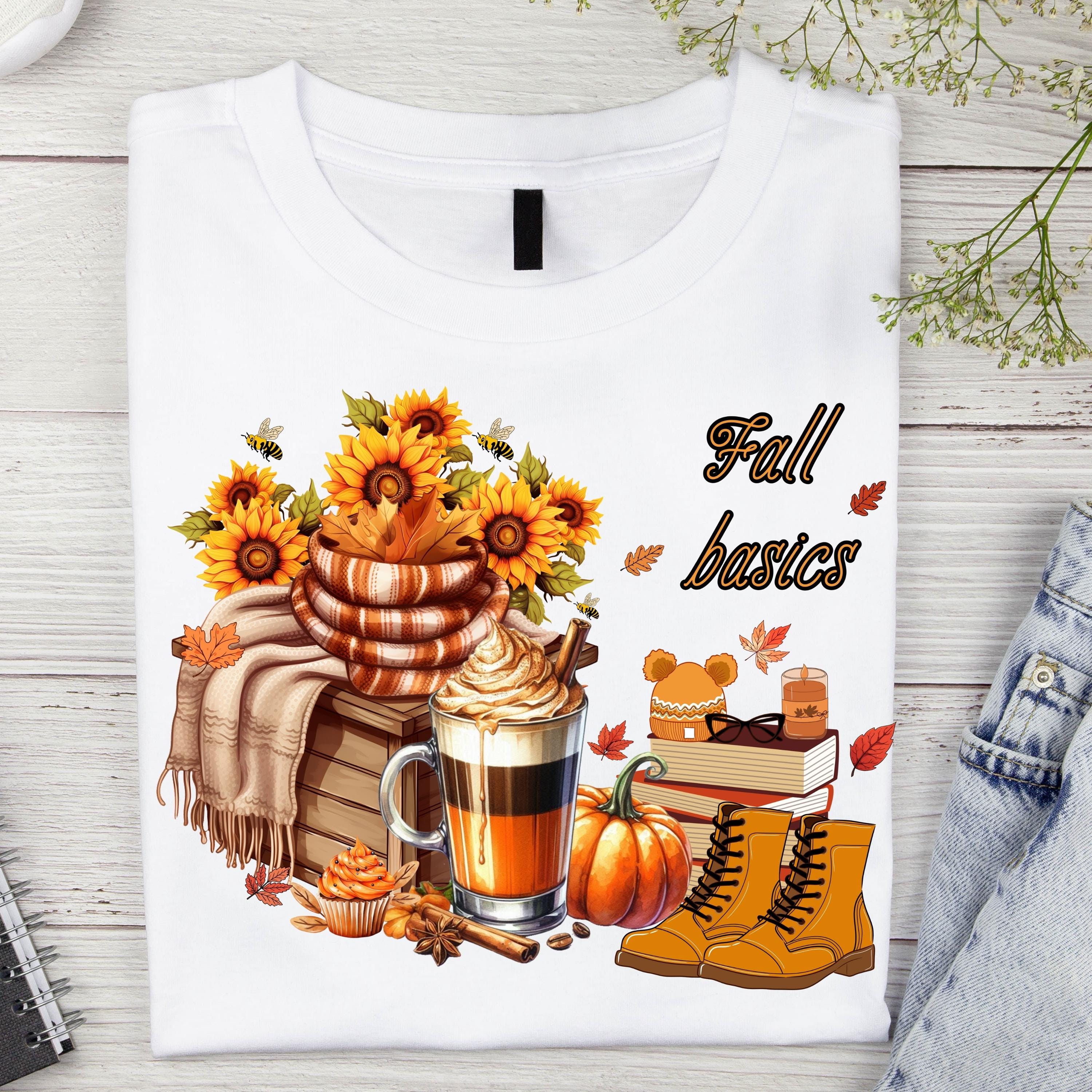 Cozy Fall Basics PNG, Autumn Aesthetic Clipart With Sunflowers, Pumpkin ...