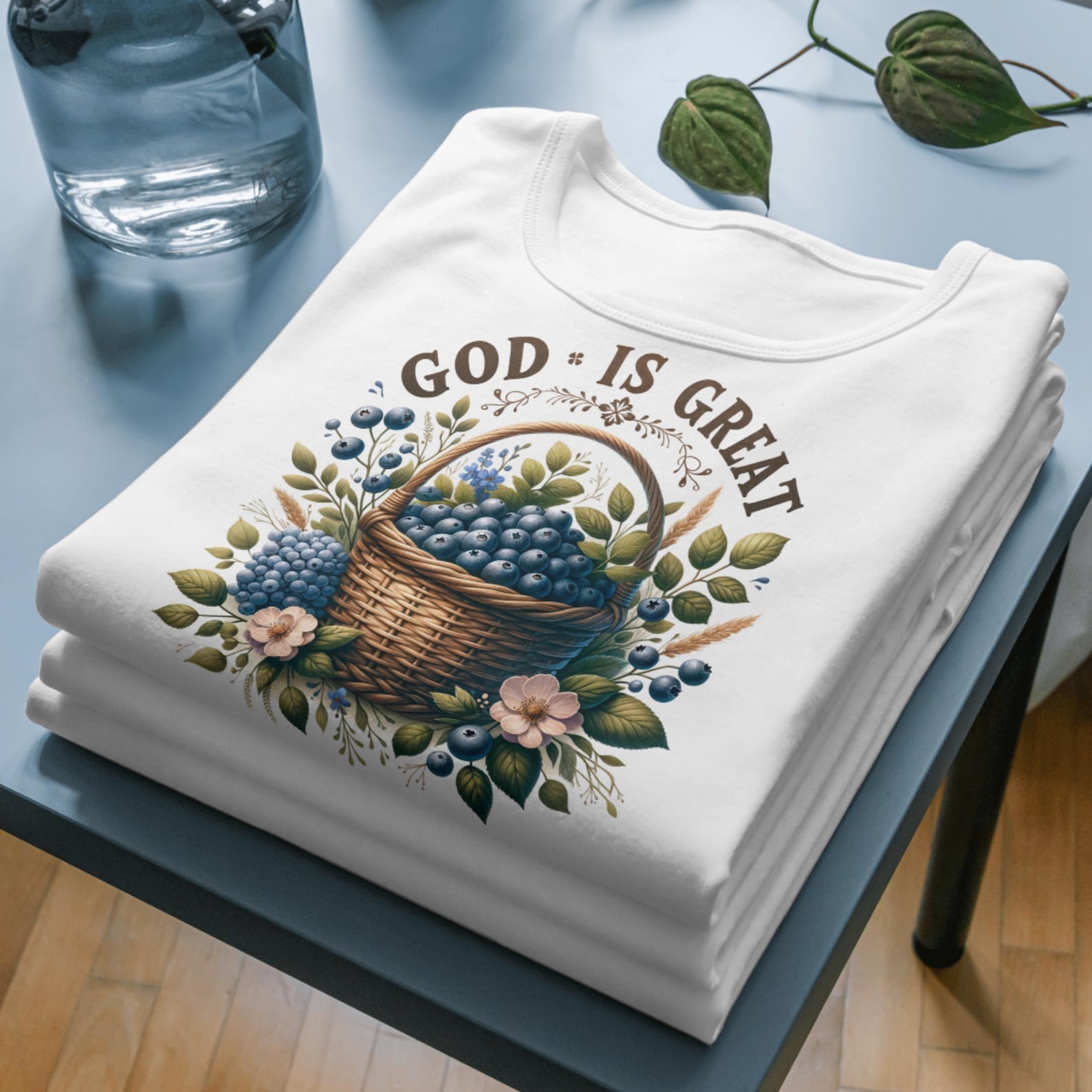 God is Great Blueberry Basket PNG, Christian Sublimation Design, Rustic ...