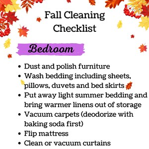 Fall Cleaning Checklist Whole House Fall Cleaning Cleaning - Etsy