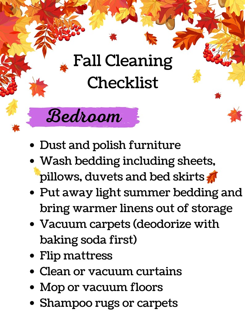 Fall Cleaning Checklist Whole House Fall Cleaning Cleaning Checklist ...