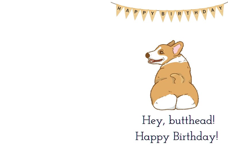 Corgi Birthday Card| Printable Dog Birthday Card, Printable Birthday ...