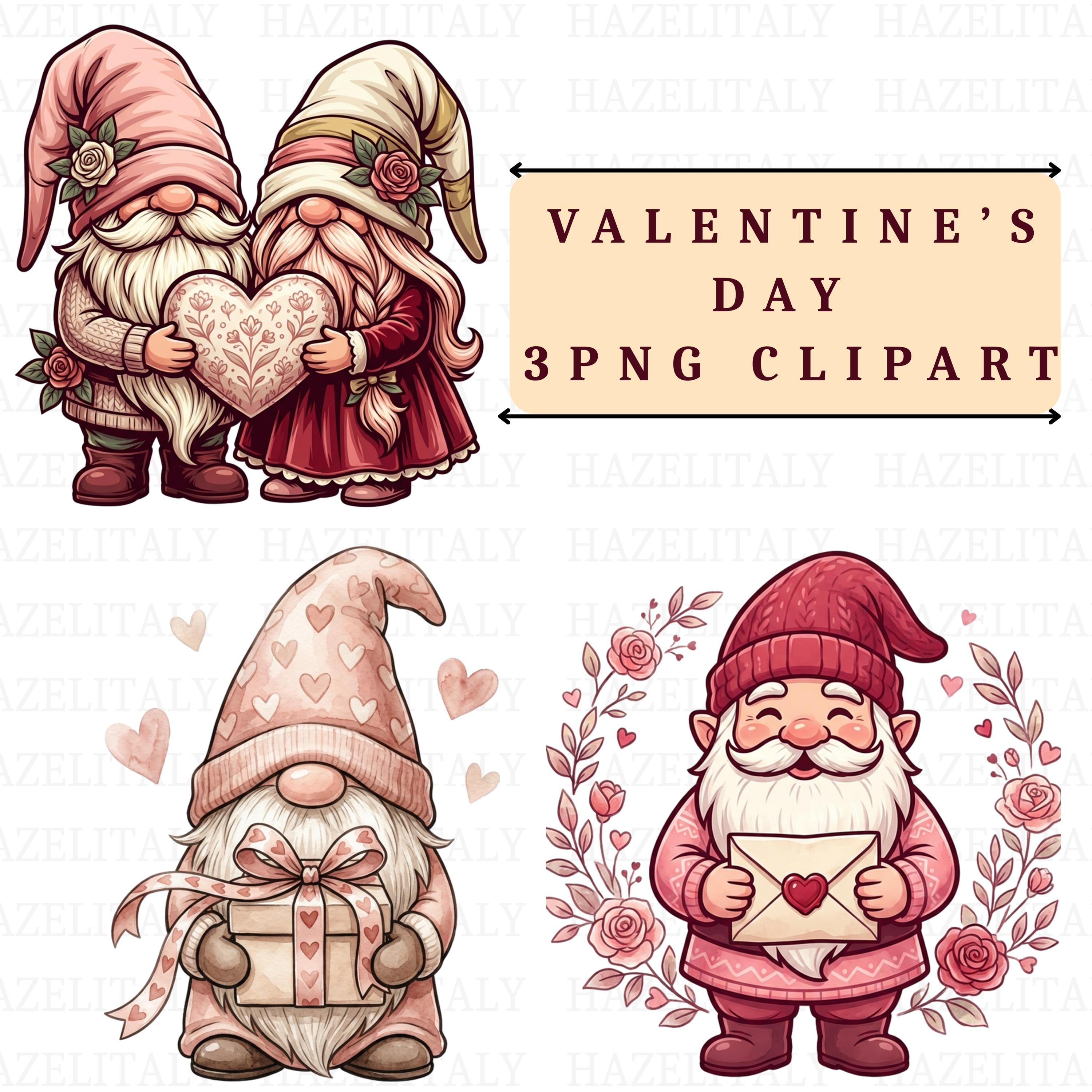 Valentine Gnomes PNG Clipart Set, Love Gnome Illustrations, Valentine’s ...