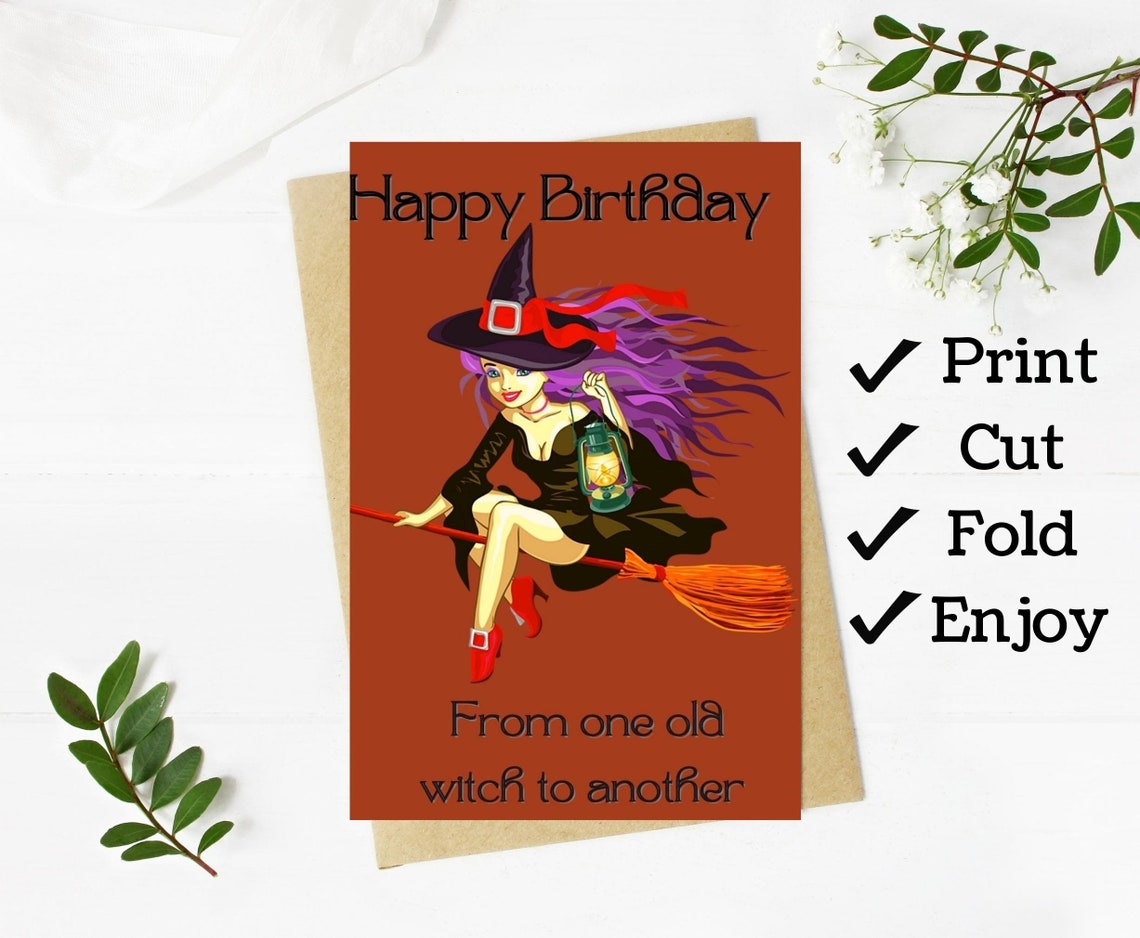 Witch Birthday Card, Anniversary Gift, Gift for Her,digital Download ...