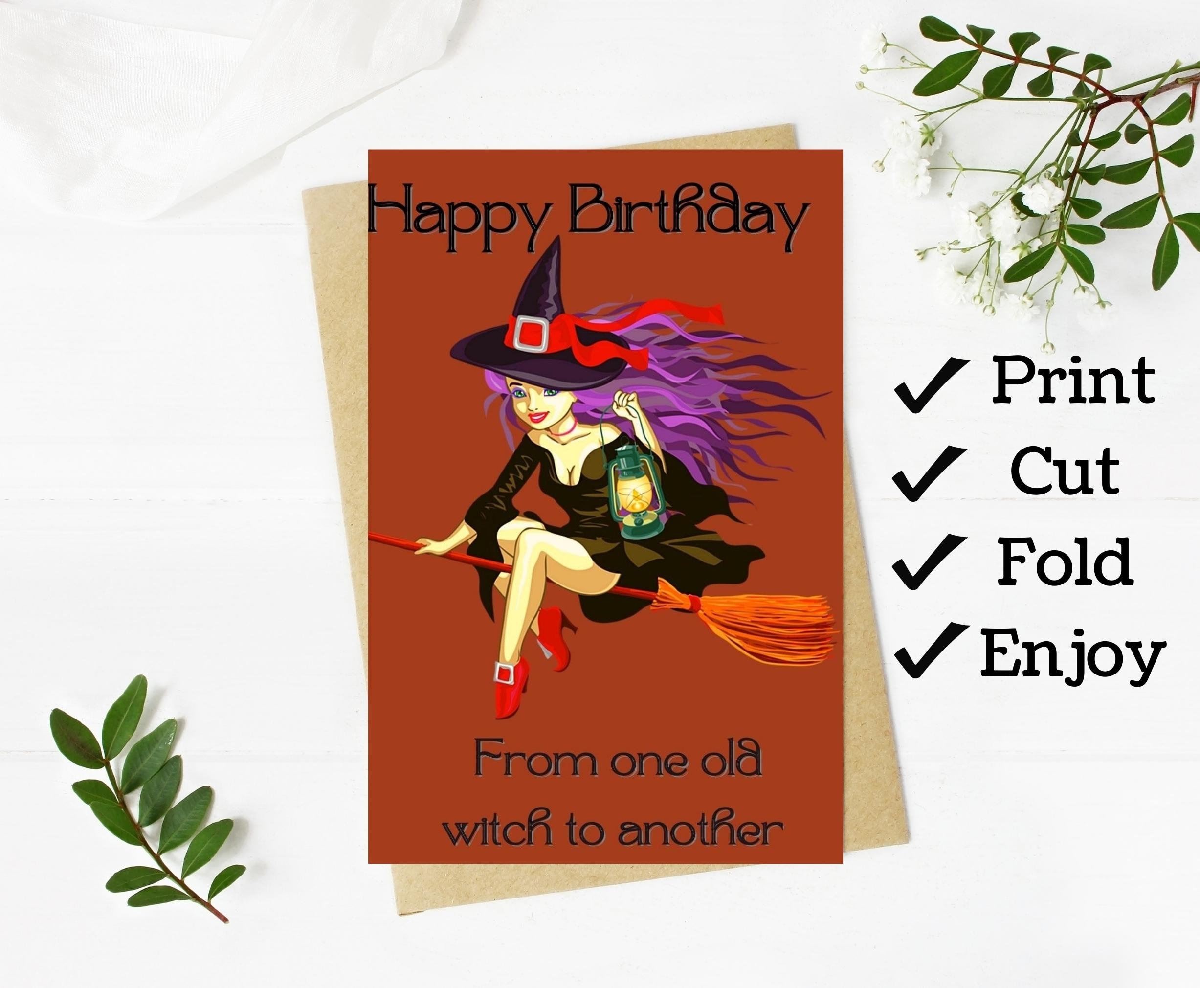 Witch Birthday Card, Anniversary Gift, Gift for Her,digital Download ...
