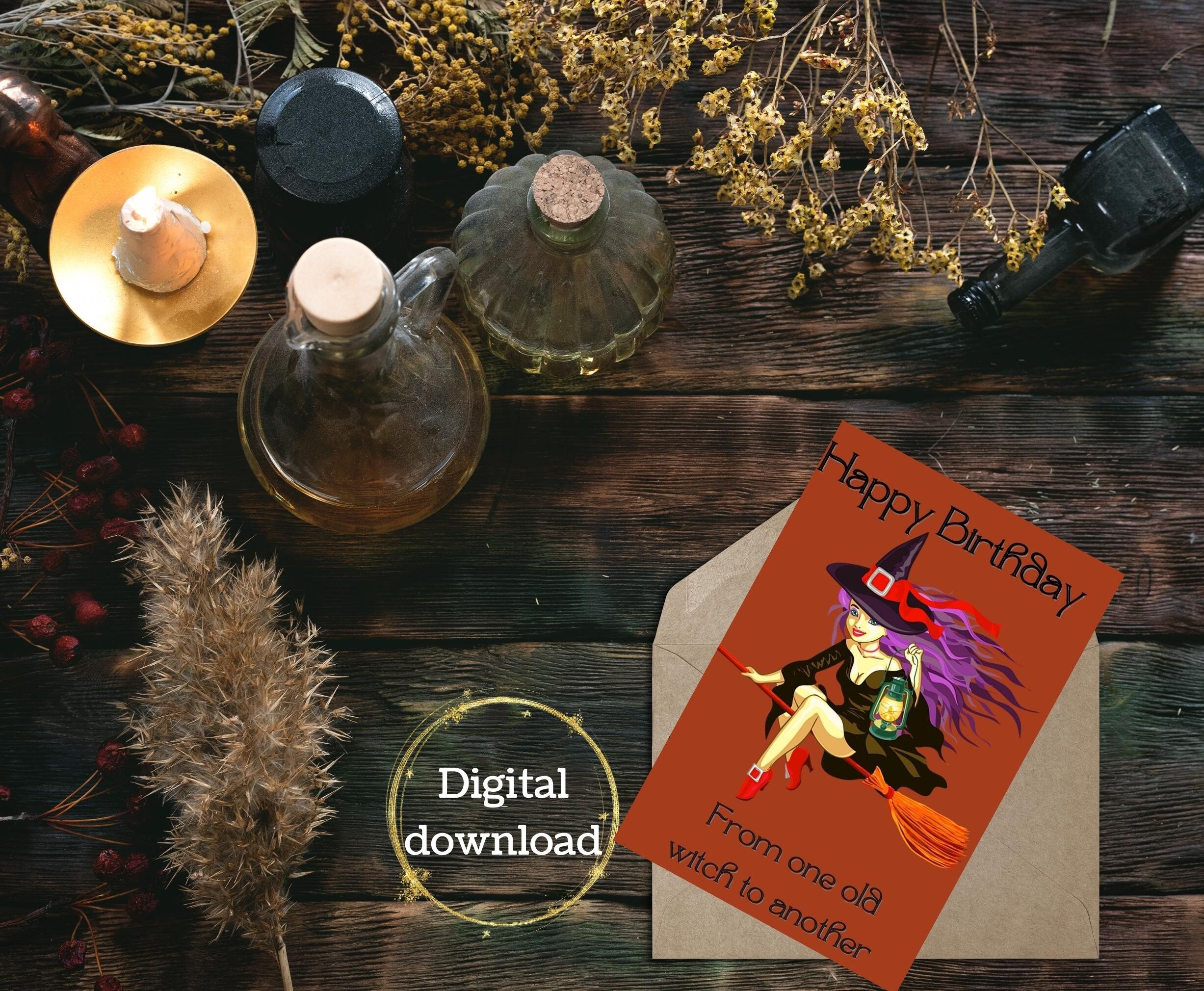Witch Birthday Card, Anniversary Gift, Gift for Her,digital Download ...