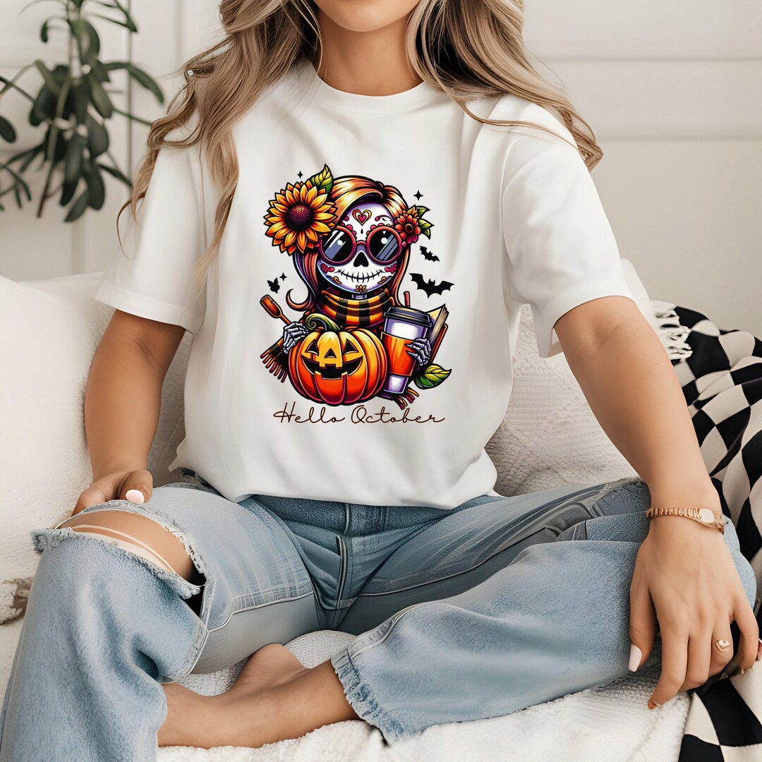 Hello October PNG, Spooky Season PNG, Autumn Lover PNG, Sublimation ...