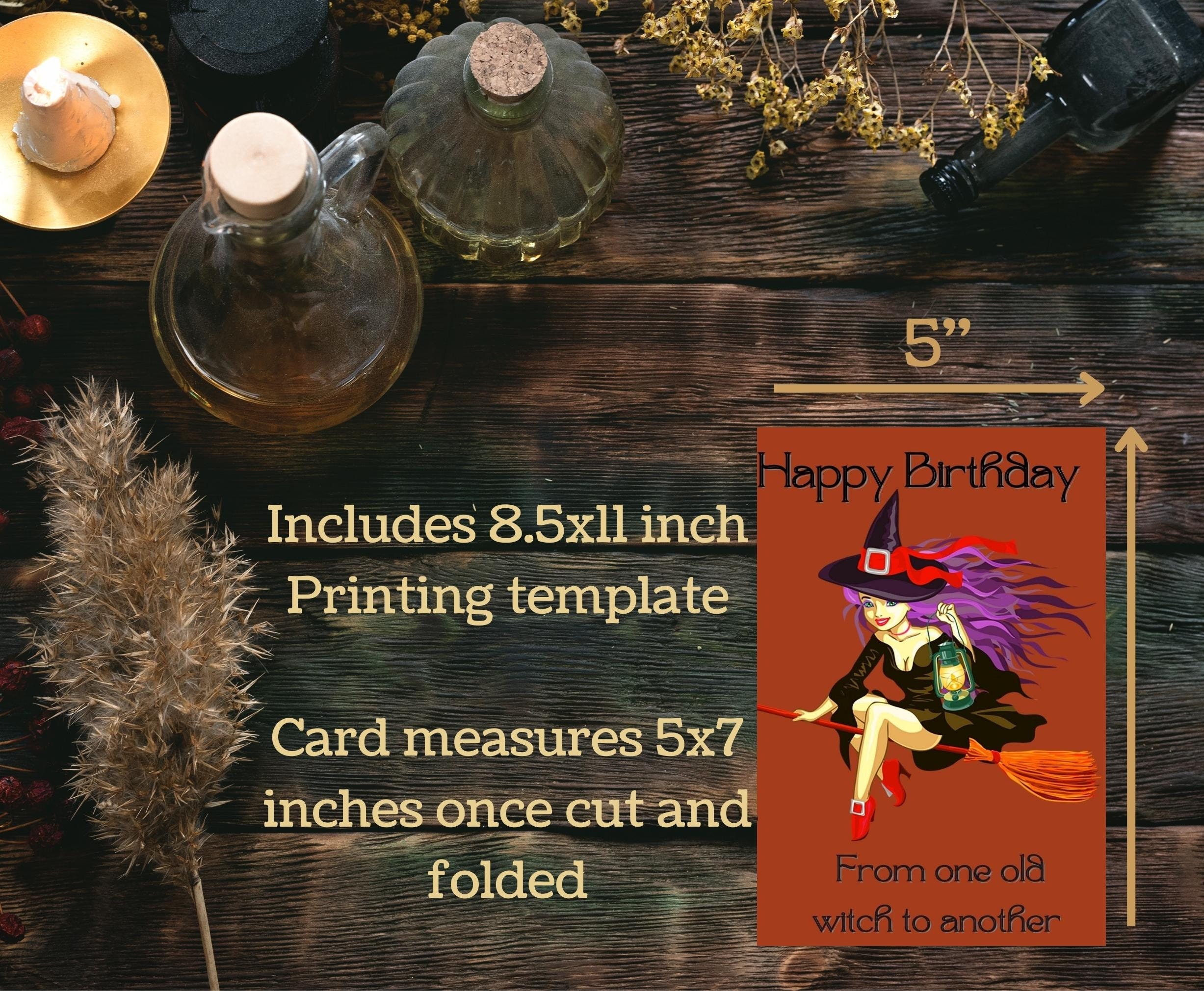Witch Birthday Card, Anniversary Gift, Gift for Her,digital Download ...