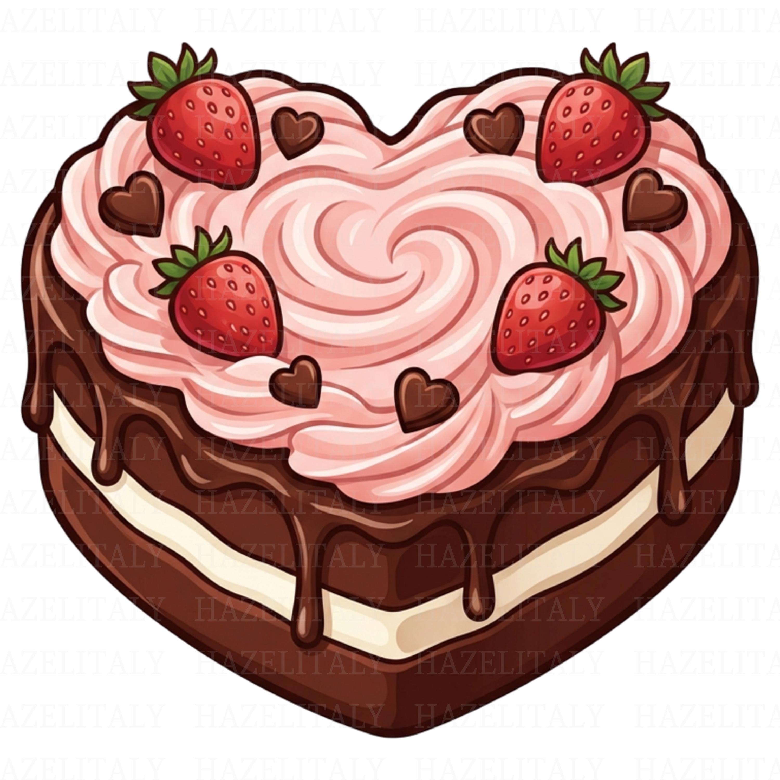 Valentine Cake PNG Set, Heart Cake Clipart, Valentine Dessert PNG, Love ...