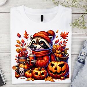 Fall Halloween Raccoon Clipart Bundle, Autumn Clipart, Raccoon PNG ...