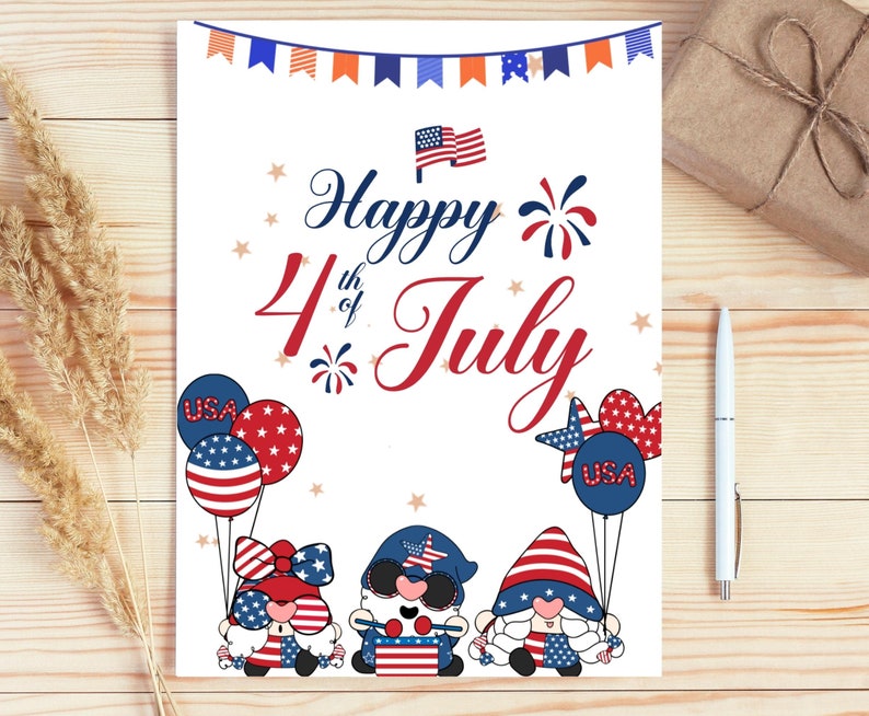 Happy 4th of July Card, Printable Card, Digital Card, Greeting Card ...