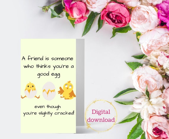 Card for Best Friend Good Egg Printable Chicken Birthday | Etsy
