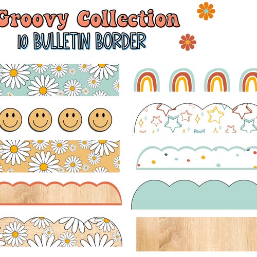 Printable Groovy Borders bulletin Board 5 Designs Included - Etsy Hong Kong