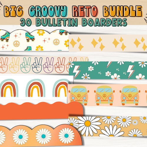 Groovy Boho Borders Retro Classroom Bulletin Board Decorations - Etsy