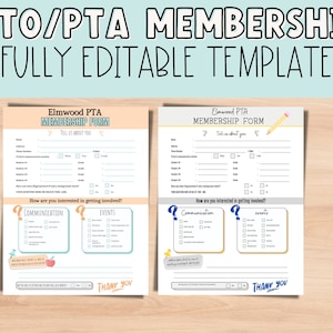 PTA / PTO Membership Form Editable Canva Template Pto/pta - Etsy