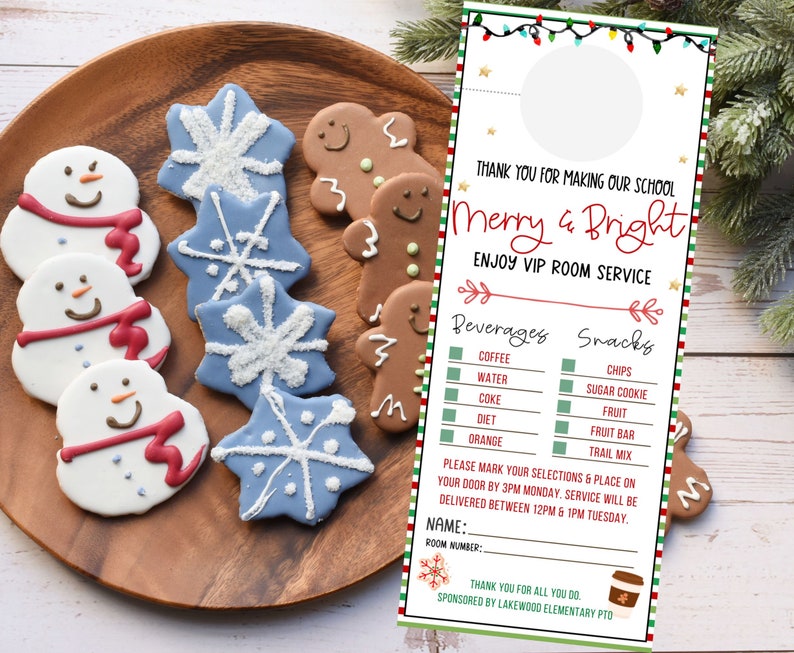 Holiday VIP Room Service Teacher & Staff Appreciation Template ...