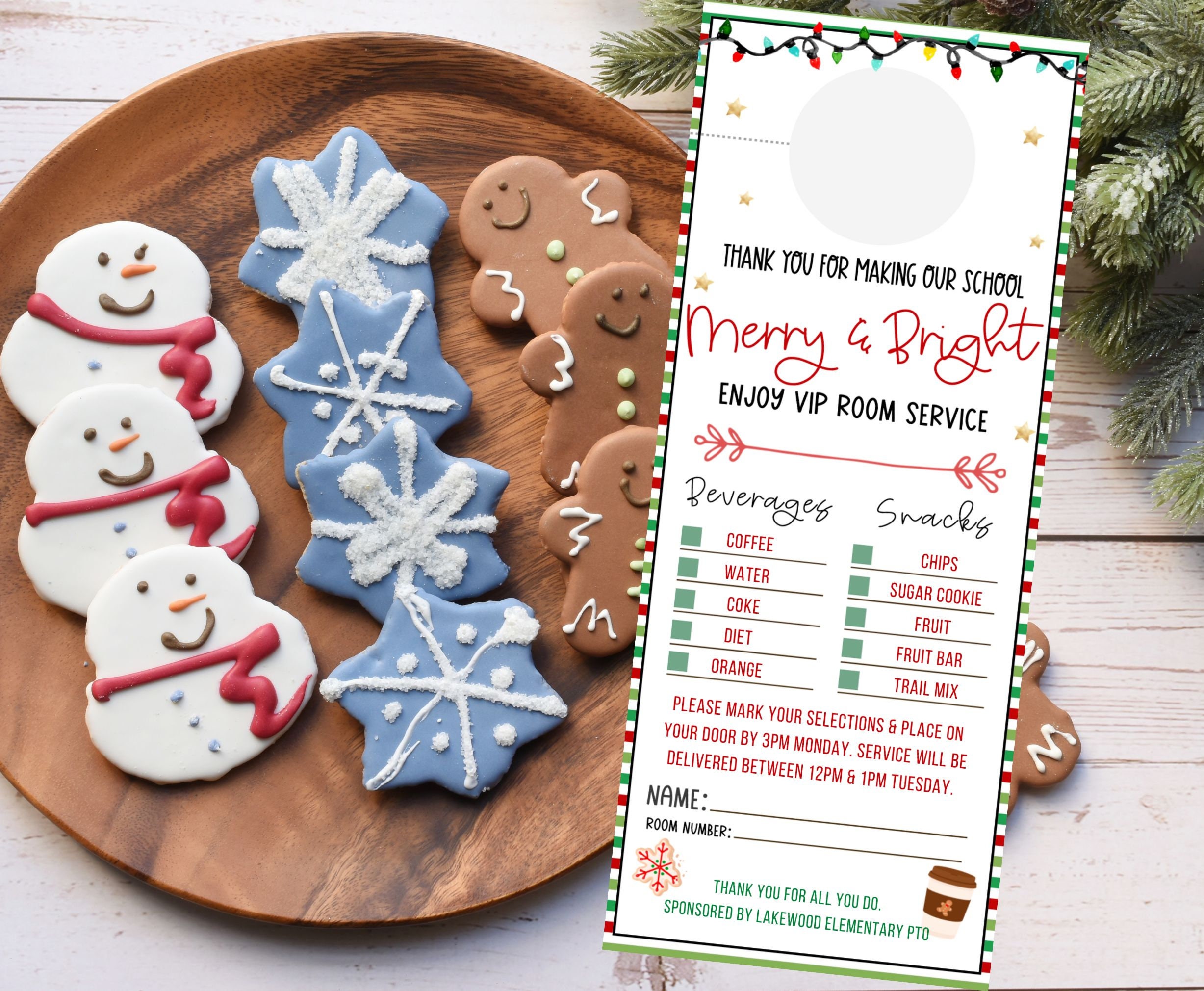 Holiday VIP Room Service Teacher & Staff Appreciation Template ...