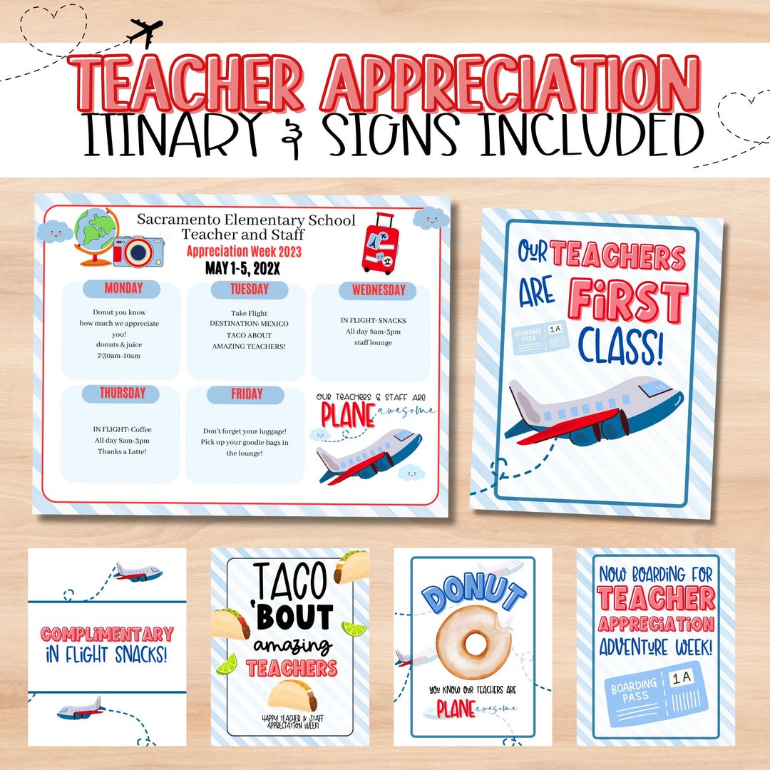 Plane Awesome Teacher Appreciation Itinerary | Teacher Appreciation ...